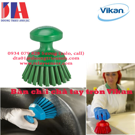 Bàn chải chà tay tròn Vikan 38852, 110mm, Xanh Lá